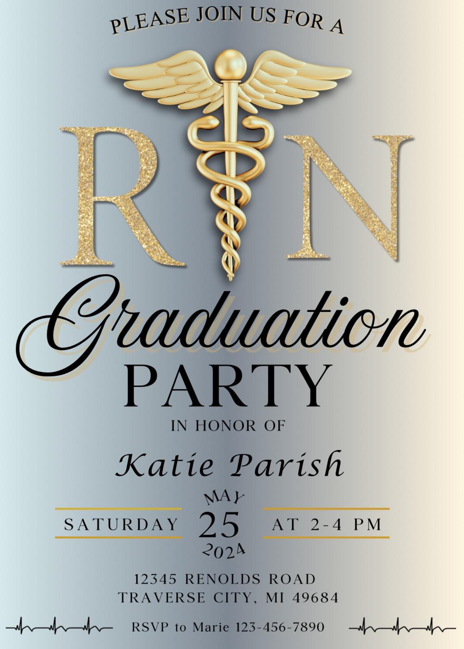 Nurse Graduation Party Invitation: RN, BSN (digital Download) - Etsy