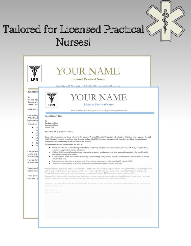 Nursing Resume Template: ATS Friendly for LPN. Cover Letter, Resume ...