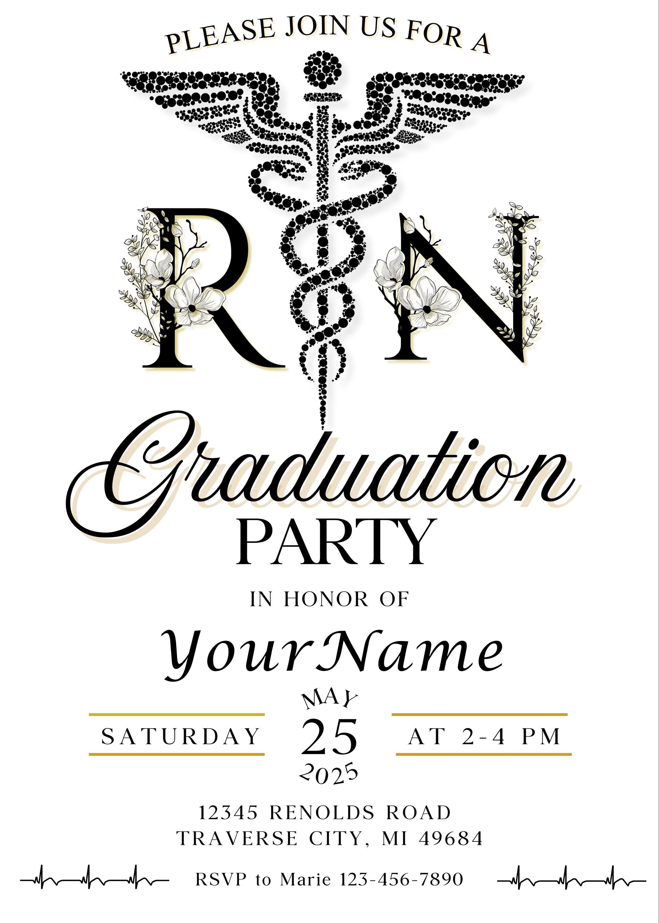 Nurse Graduation Party Template Bundle: RN, BSN Nursing Graduation ...