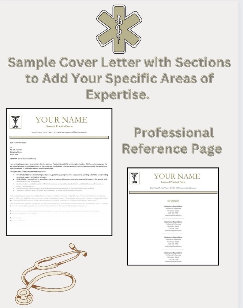 Nursing Resume Template: ATS Friendly for LPN. Cover Letter, Resume ...