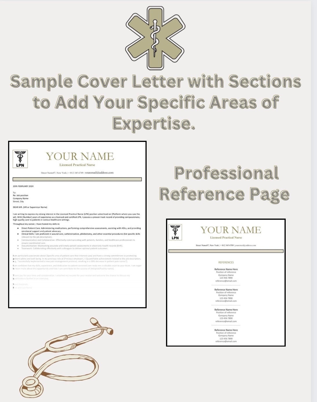 Nursing Resume Template: ATS Friendly for LPN. Cover Letter, Resume ...