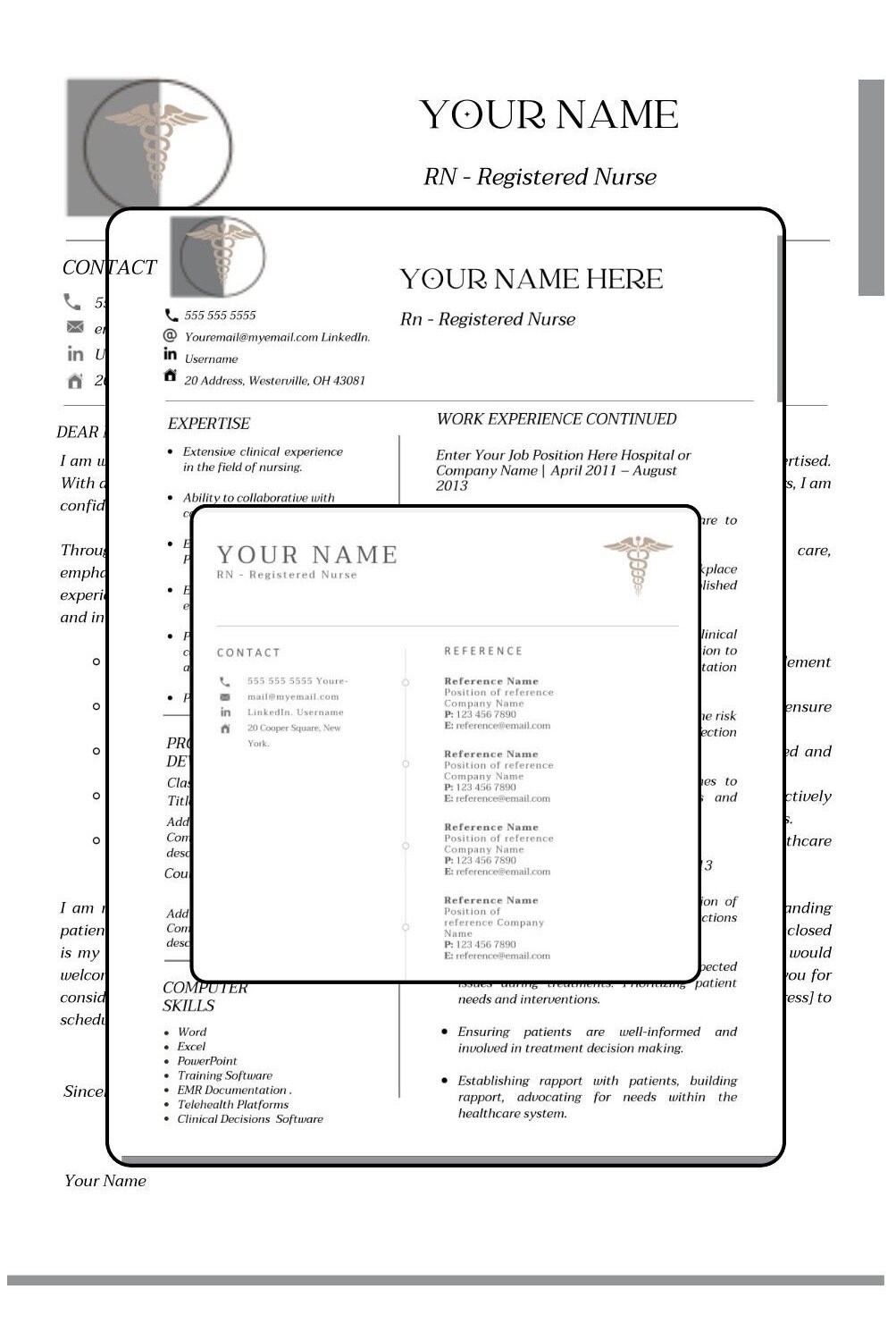 Nursing Resume Template: RN Bundle Digital Download, Editable, With ...