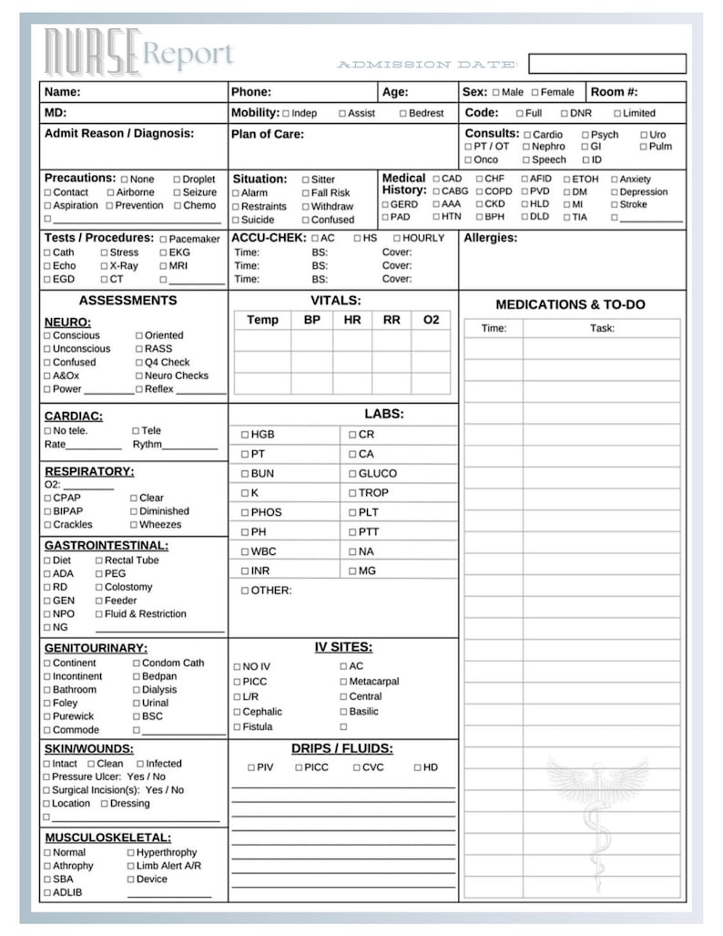 Nursing SBAR Report Sheets Mega Bundle: Med-surg ICU (printable PDF) - Etsy