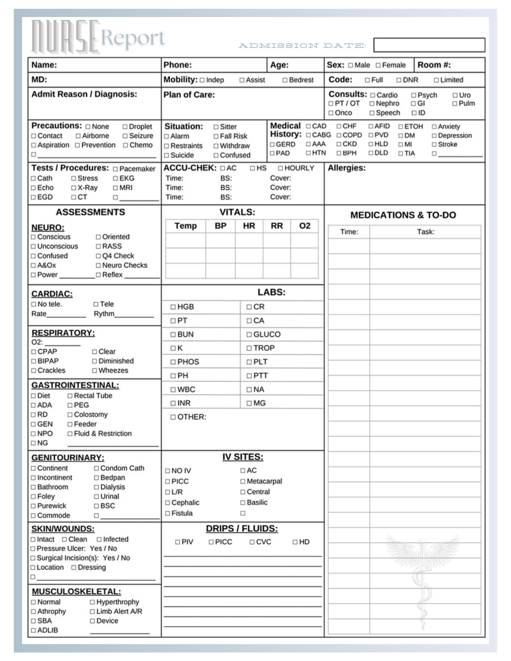 Nursing SBAR Report Sheets Mega Bundle: Med-surg ICU (printable PDF) - Etsy