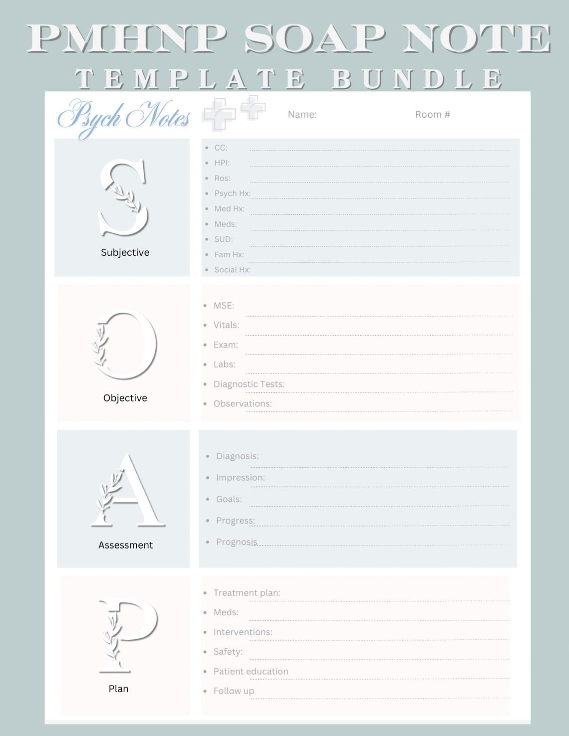 PMHNP SOAP Note Template Bundle: Psychiatry Progress Review (PDF) - Etsy