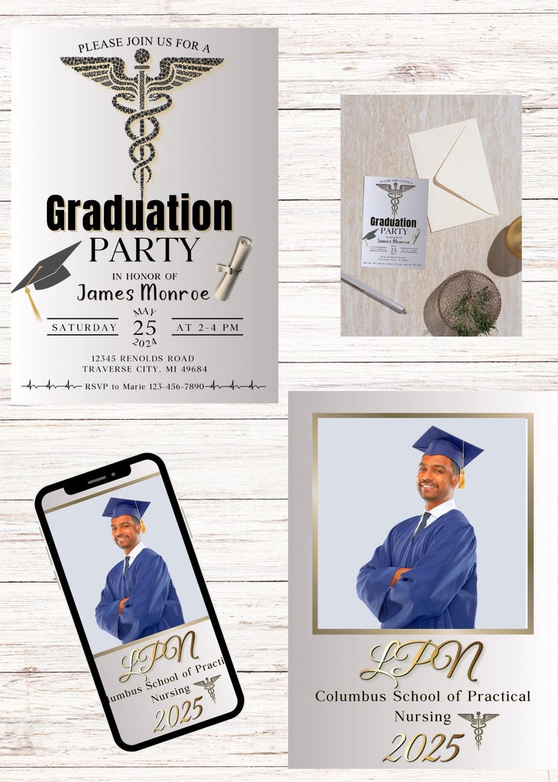 LPN Nurse Graduation Party Invitation | Licensed Practical Nurse Grad ...