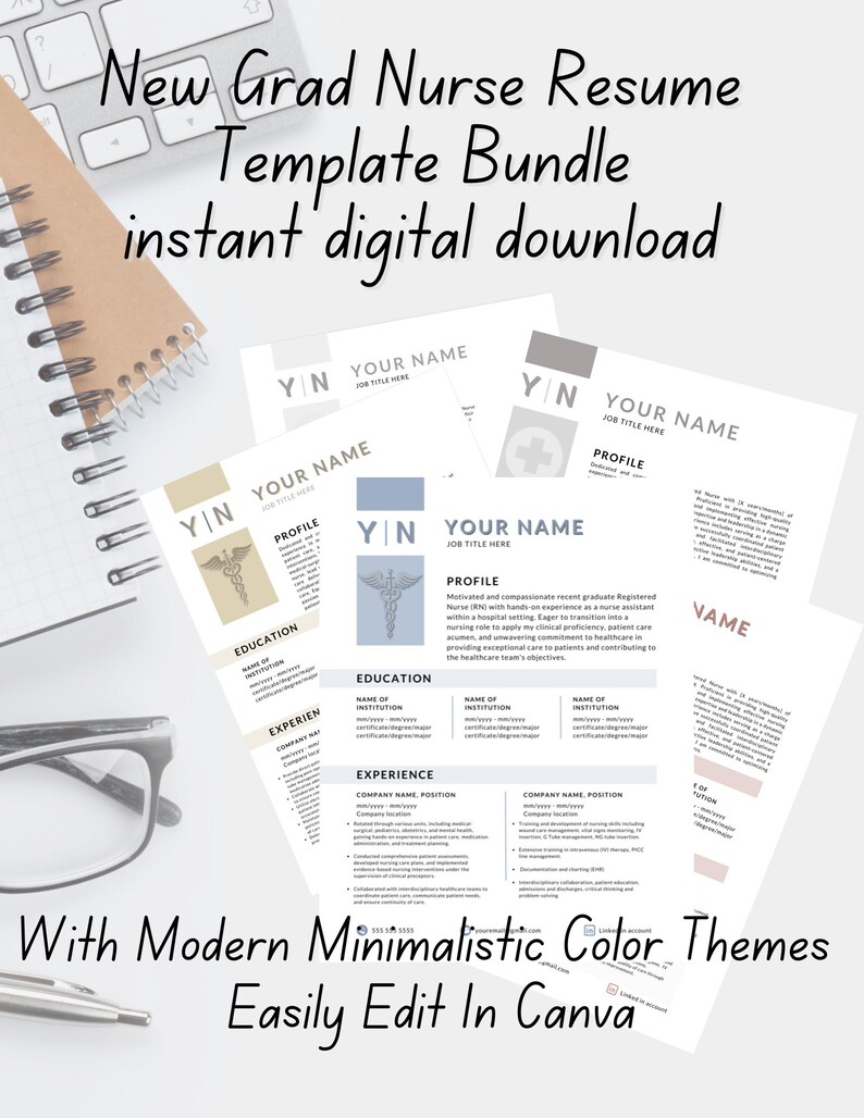 New Grad Nurse Resume Template Bundle: Cover Letter & Reference ...