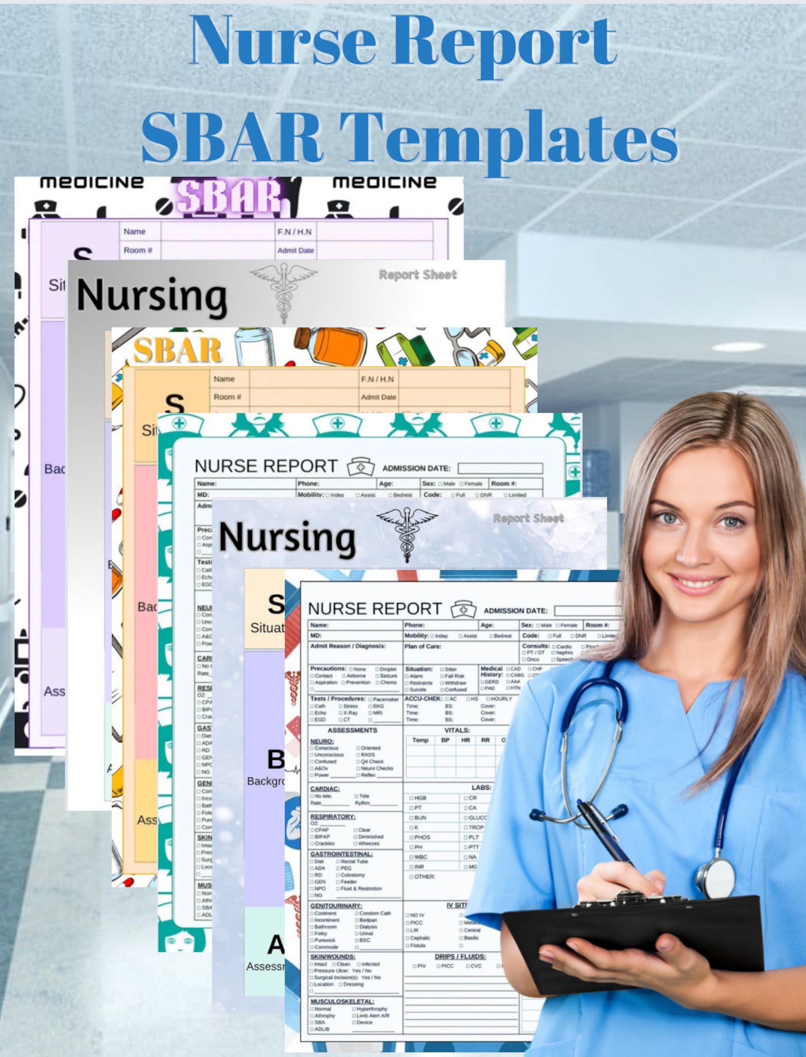 Nursing Template: SBAR Nursing Report Sheets. Instant Download PDF With ...