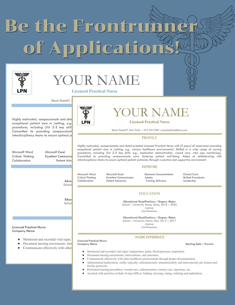 LPN Nursing Resume Template: Cover Letter & Reference (US Letter ...