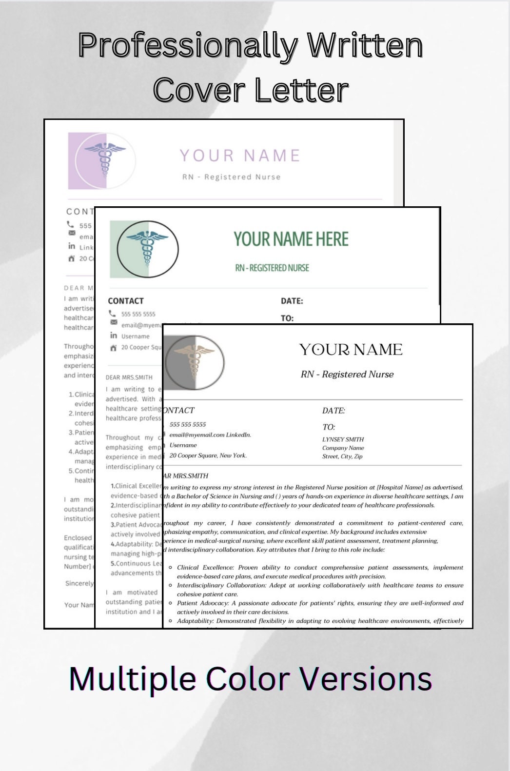 Nursing Resume Template: RN Bundle Digital Download, Editable, With ...