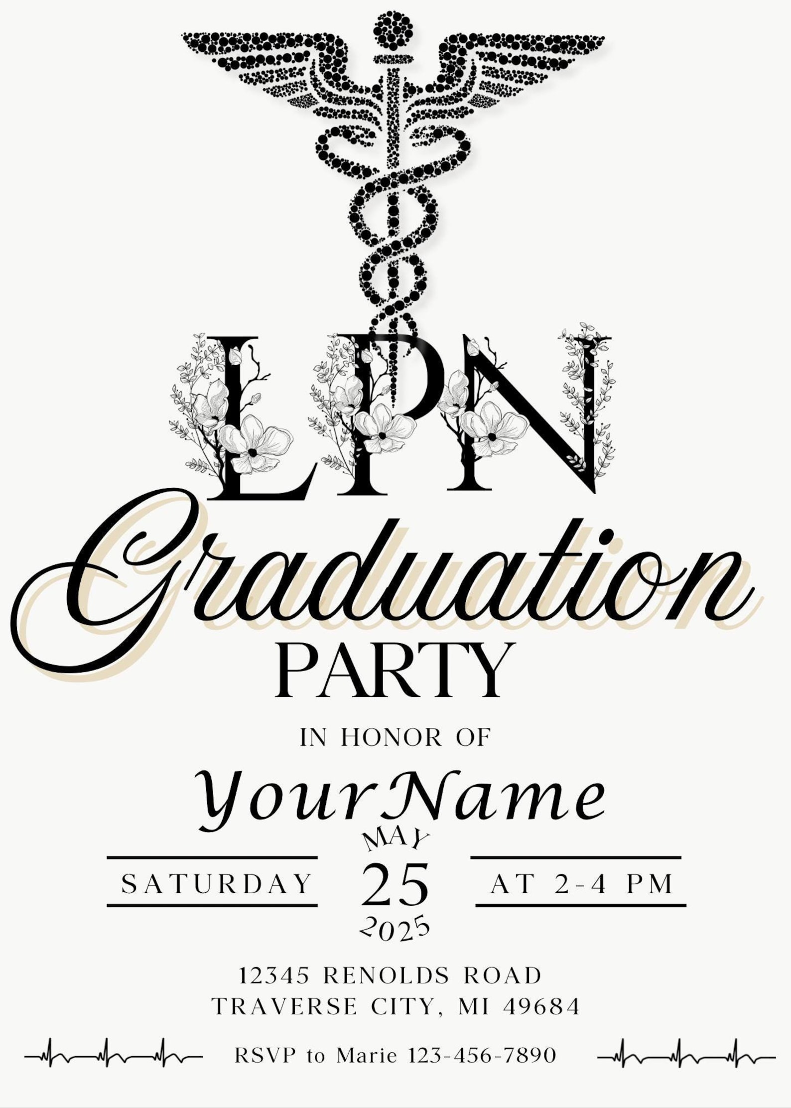 LPN Nurse Graduation Party Invitation | Licensed Practical Nurse Grad ...