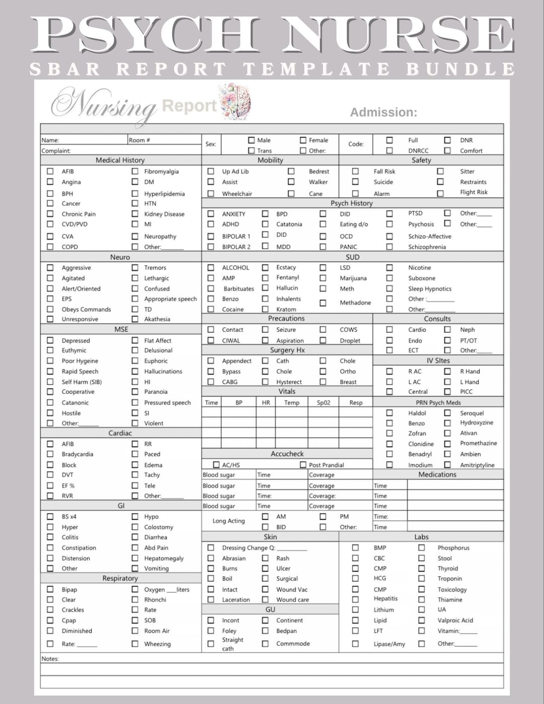 Psychiatric Nursing SBAR Report Template: Mental Health Handoff (PDF ...