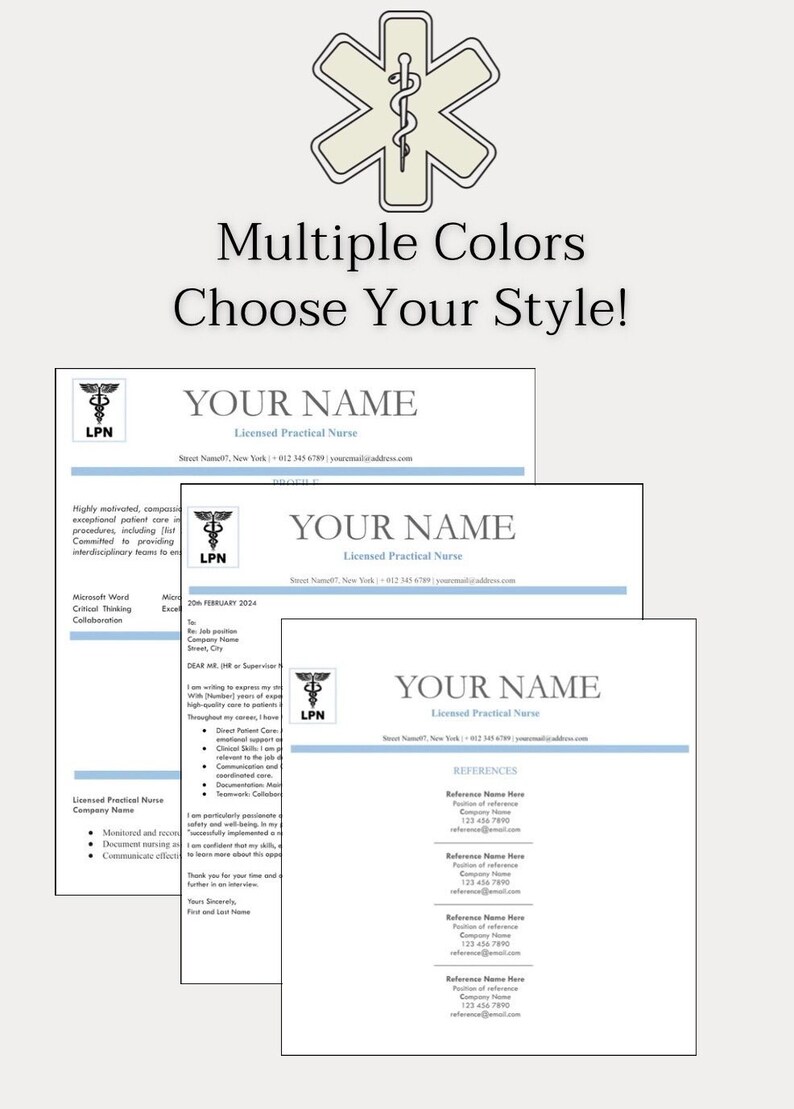 Nursing Resume Template: ATS Friendly for LPN. Cover Letter, Resume ...