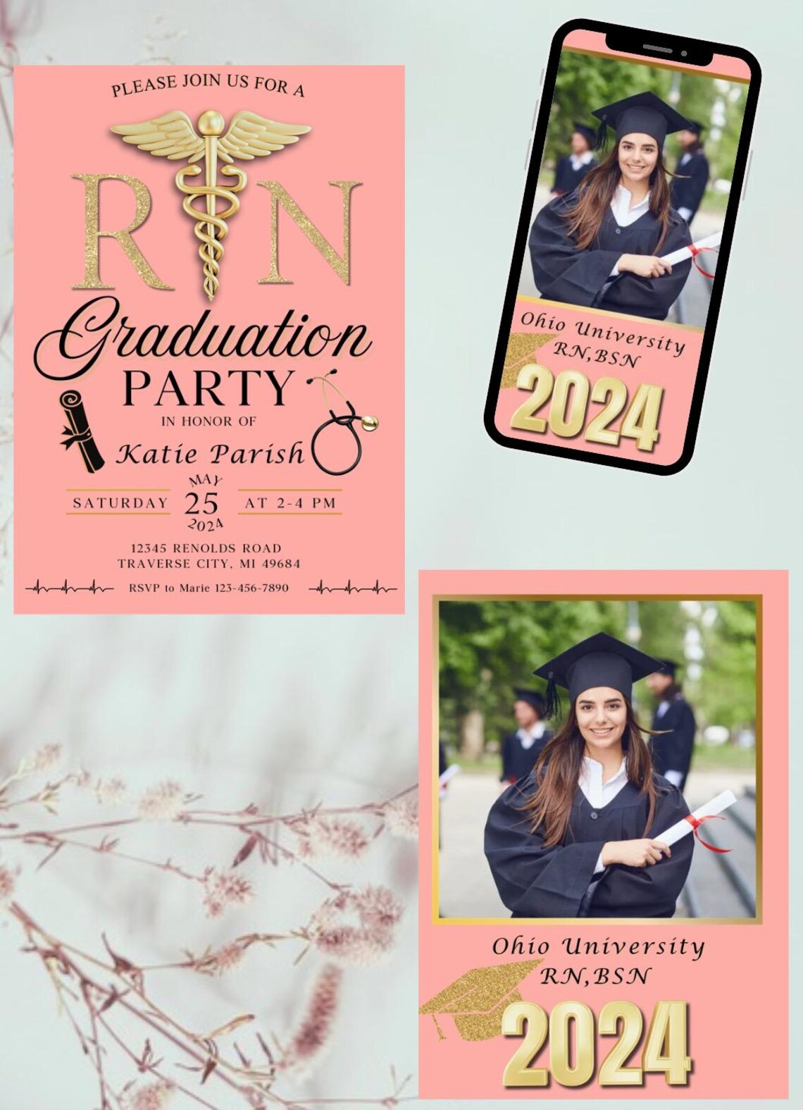 Nurse Graduation Party Invitation: RN, BSN (digital Download) - Etsy