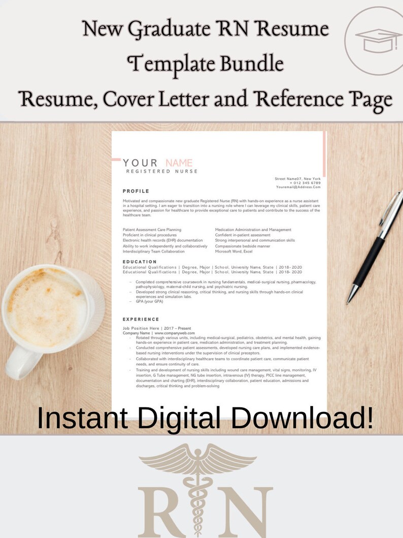 New Grad Nursing Resume Template Bundle, Professionally Drafted Sample ...