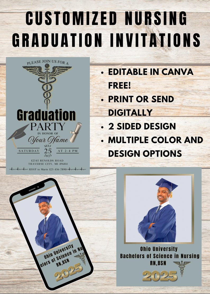 Nurse Graduation Party Invitation Template (digital Download) - Etsy