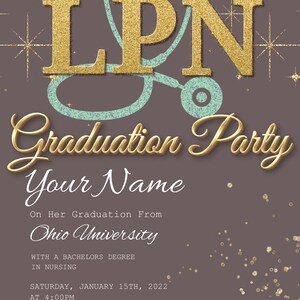 Nurse Graduation Party Invitation, LPN, Licensed Practical Nurse ...