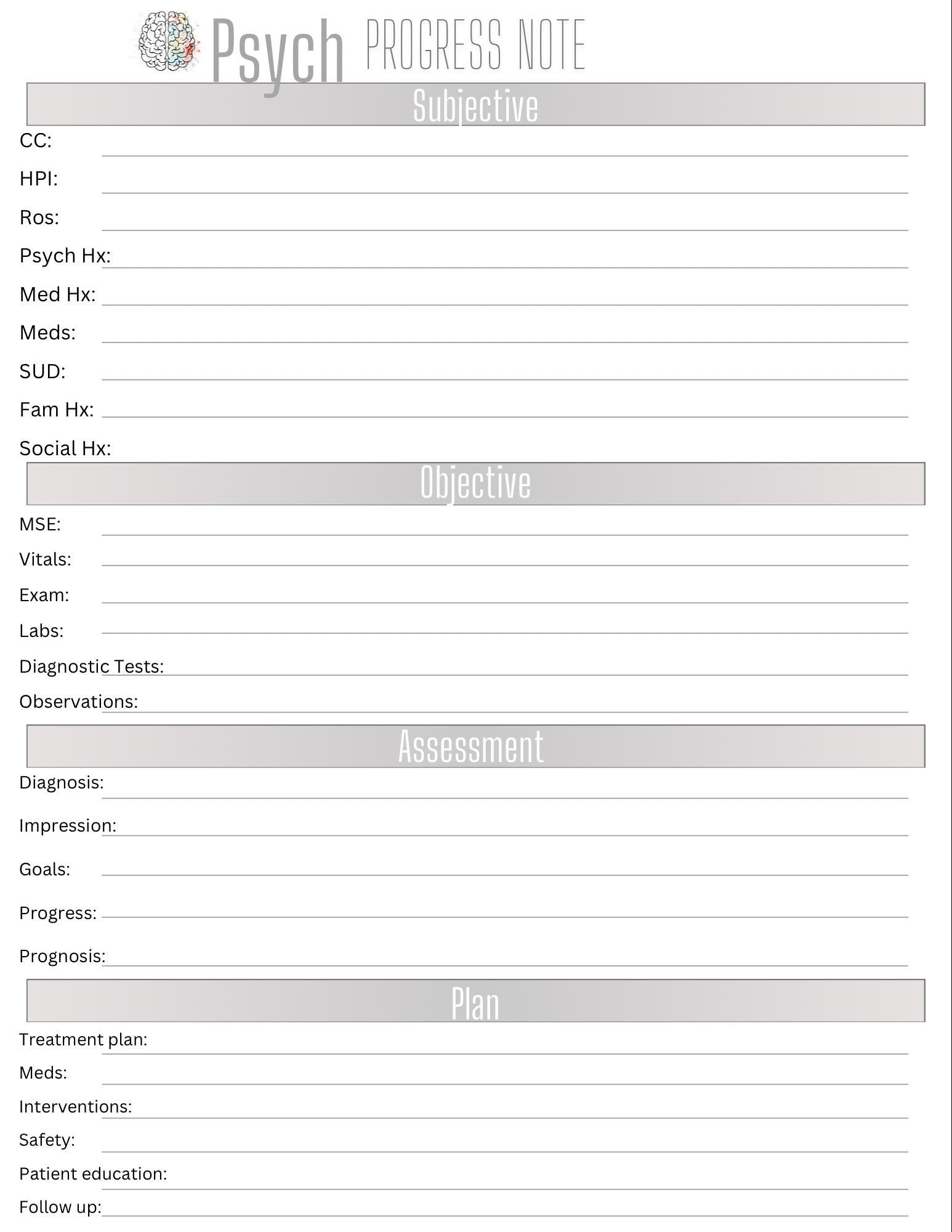 SOAP Progress Note: Psychiatric Nurse Practitioner, Pmhnp, Psychiatry ...