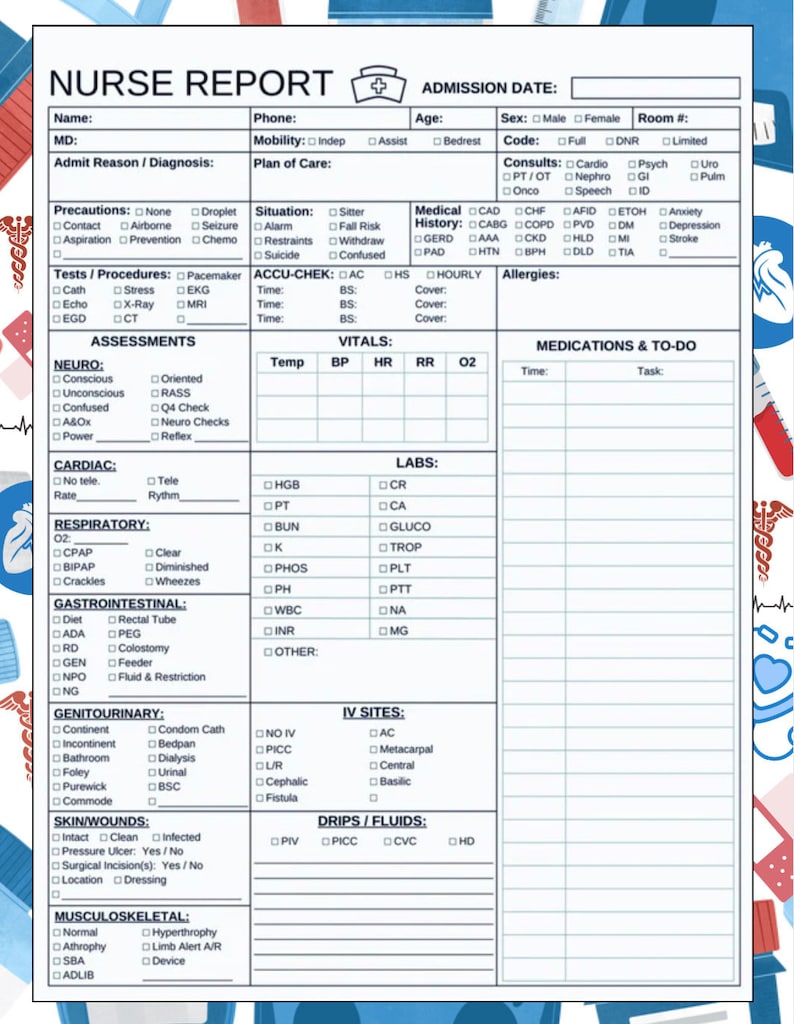 SBAR Nursing Report Template: Colorful Shift Handover Sheets (PDF) - Etsy