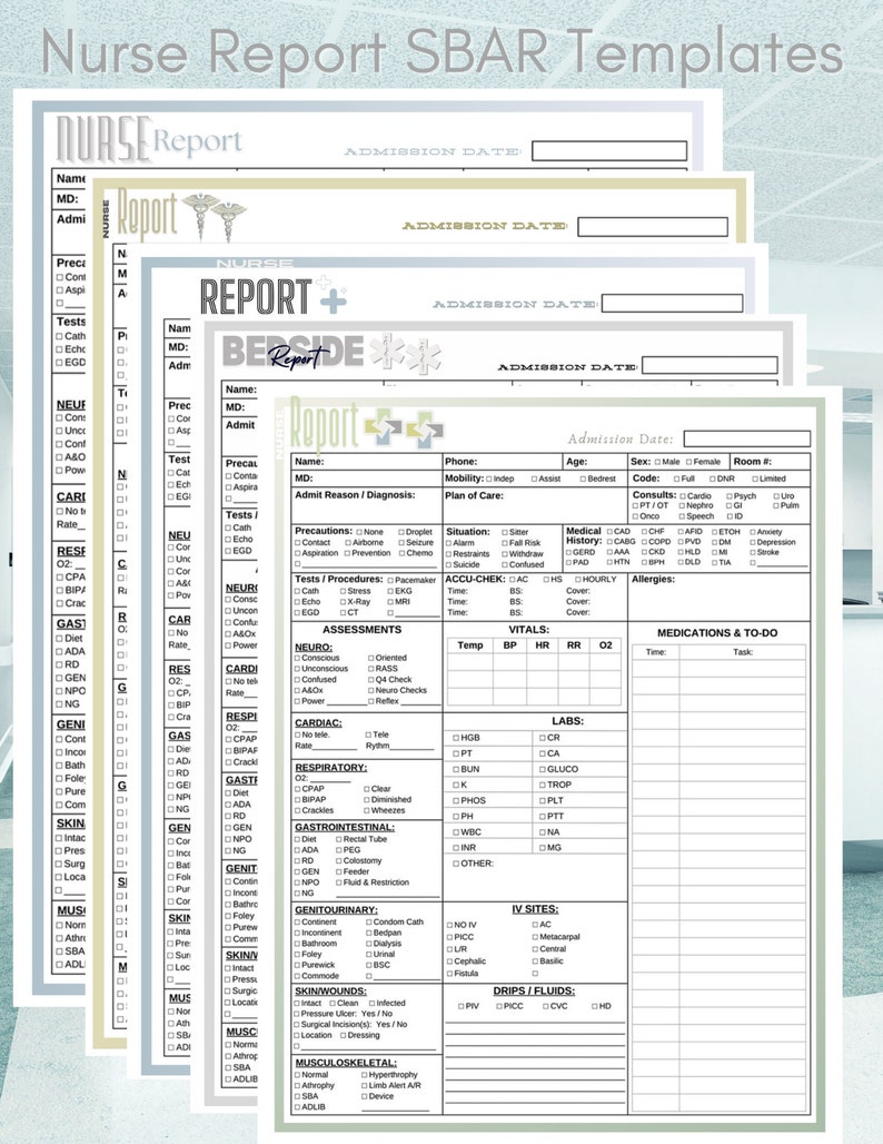 Nursing SBAR Report Sheets Mega Bundle: Med-surg ICU (printable PDF) - Etsy
