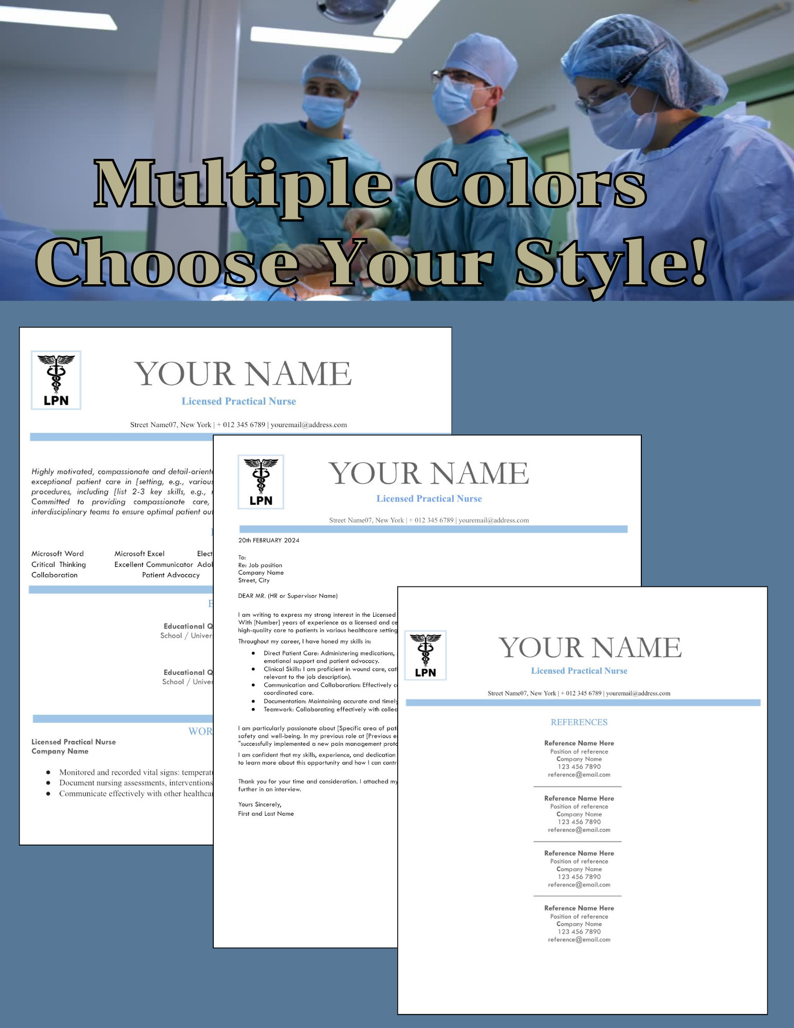 Nursing Resume Template: ATS Friendly for LPN. Cover Letter, Resume ...