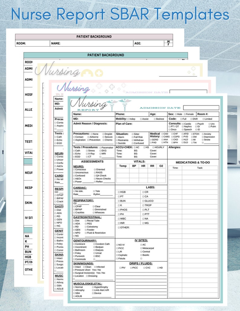 SBAR Nursing Report Sheet Bundle: Med-surg ICU Handoff (PDF Download ...
