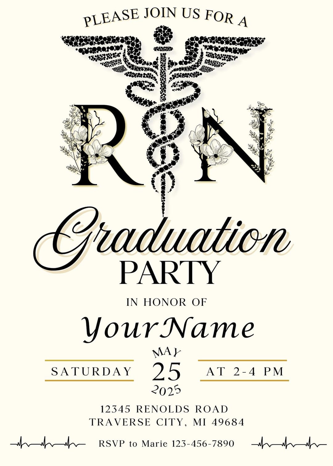 Nurse Graduation Party Invitation Template (digital Download) - Etsy