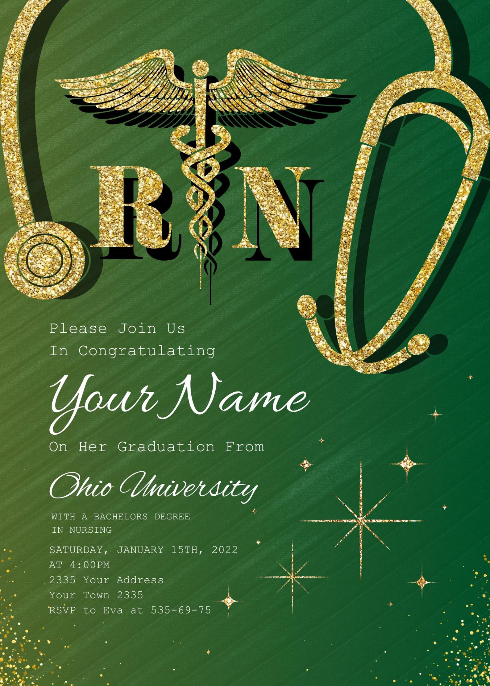 Nurse Graduation Invitation Template: RN, BSN (digital Download) - Etsy