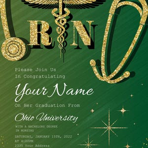Nurse Graduation Invitation Template: RN, BSN (digital Download) - Etsy