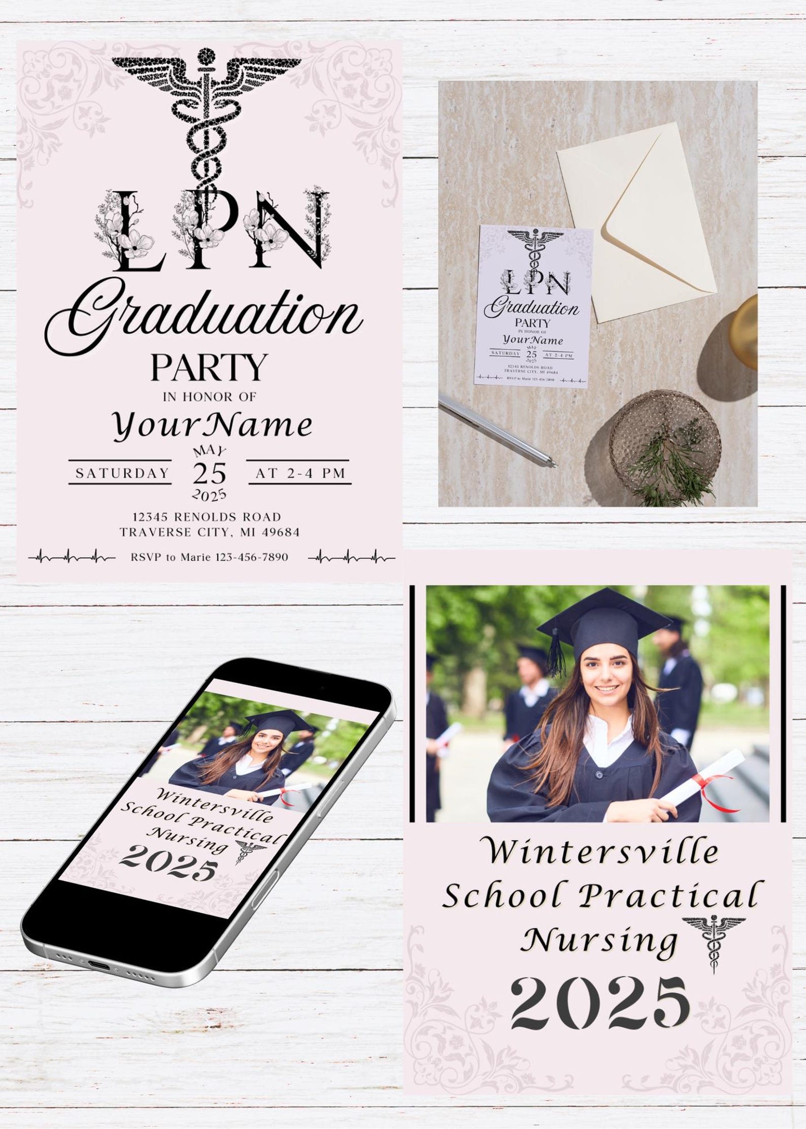 LPN Nurse Graduation Party Invitation | Licensed Practical Nurse Grad ...