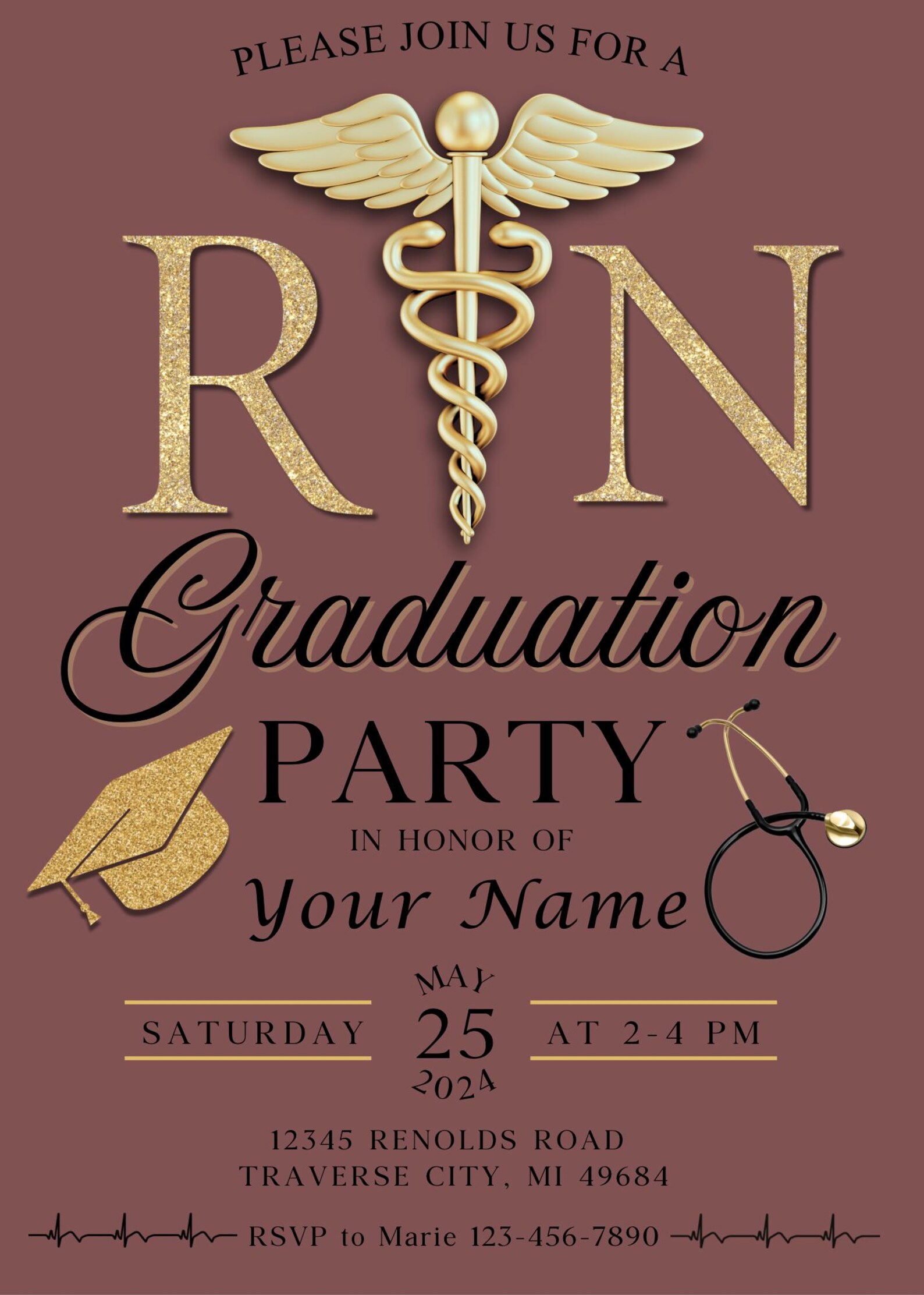 Nurse Graduation Party Invitation: Editable Canva Template (digital ...