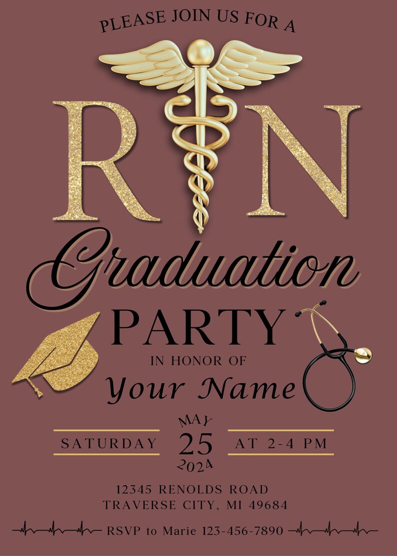 Nurse Graduation Party Invitation: Editable Canva Template (digital ...