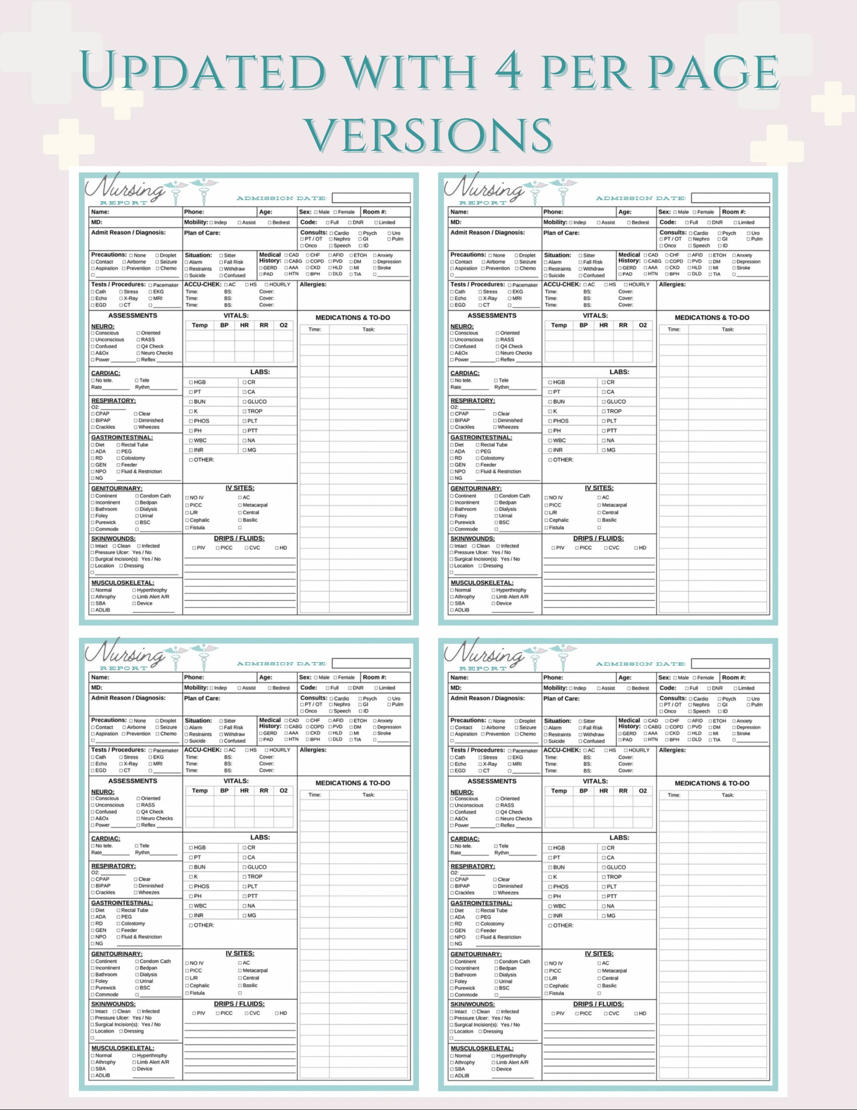SBAR Nursing Report Sheet Bundle: Med-surg ICU Handoff (PDF Download ...