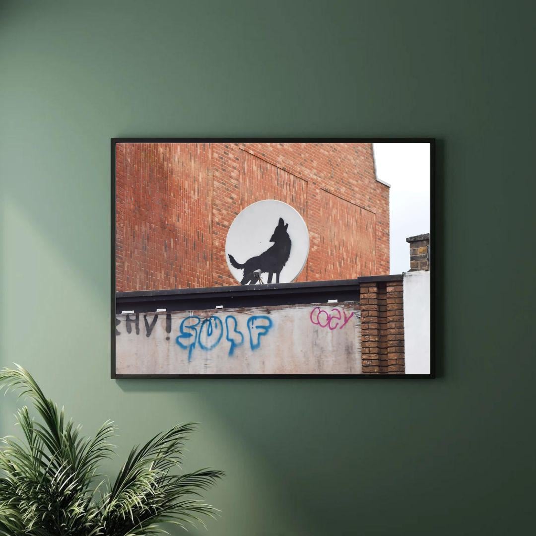Banksy Howling Wolf - London Animal Series Print, Graffiti Wall Art ...
