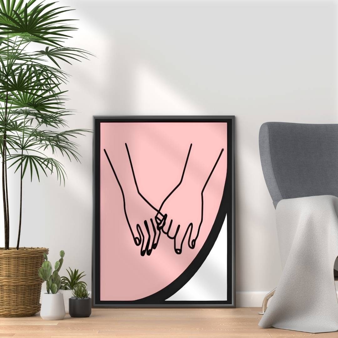 Holding Hands, Abstract One Line Fine Art Print, Aesthetic Trendy ...