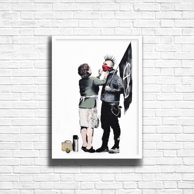Banksy Punk Mom Print, Graffiti Wall Art, Urban Street Art, Poster ...