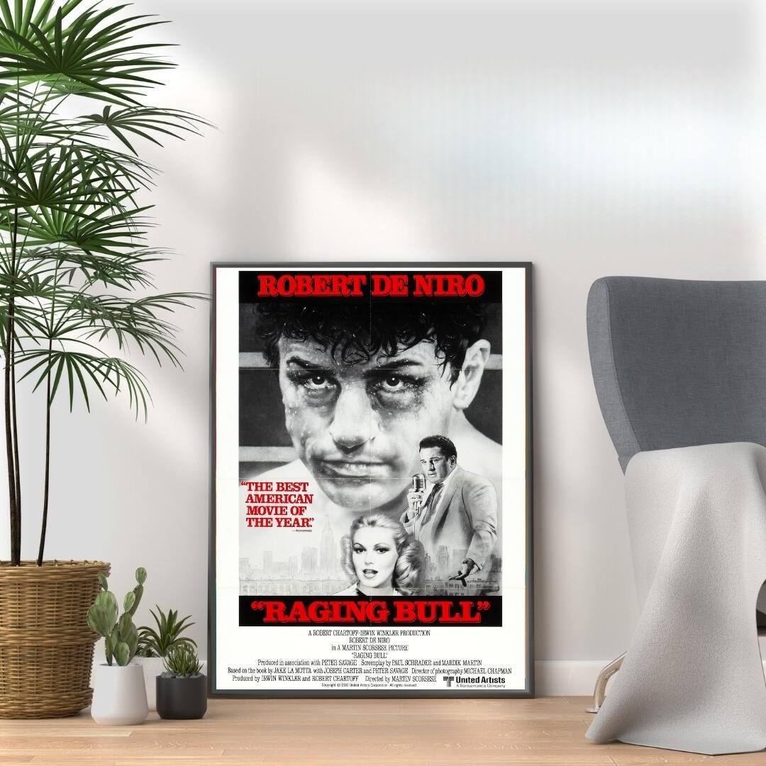 Raging Bull - Vintage 80s Movie Print - Retro Film Wall Art Collection ...