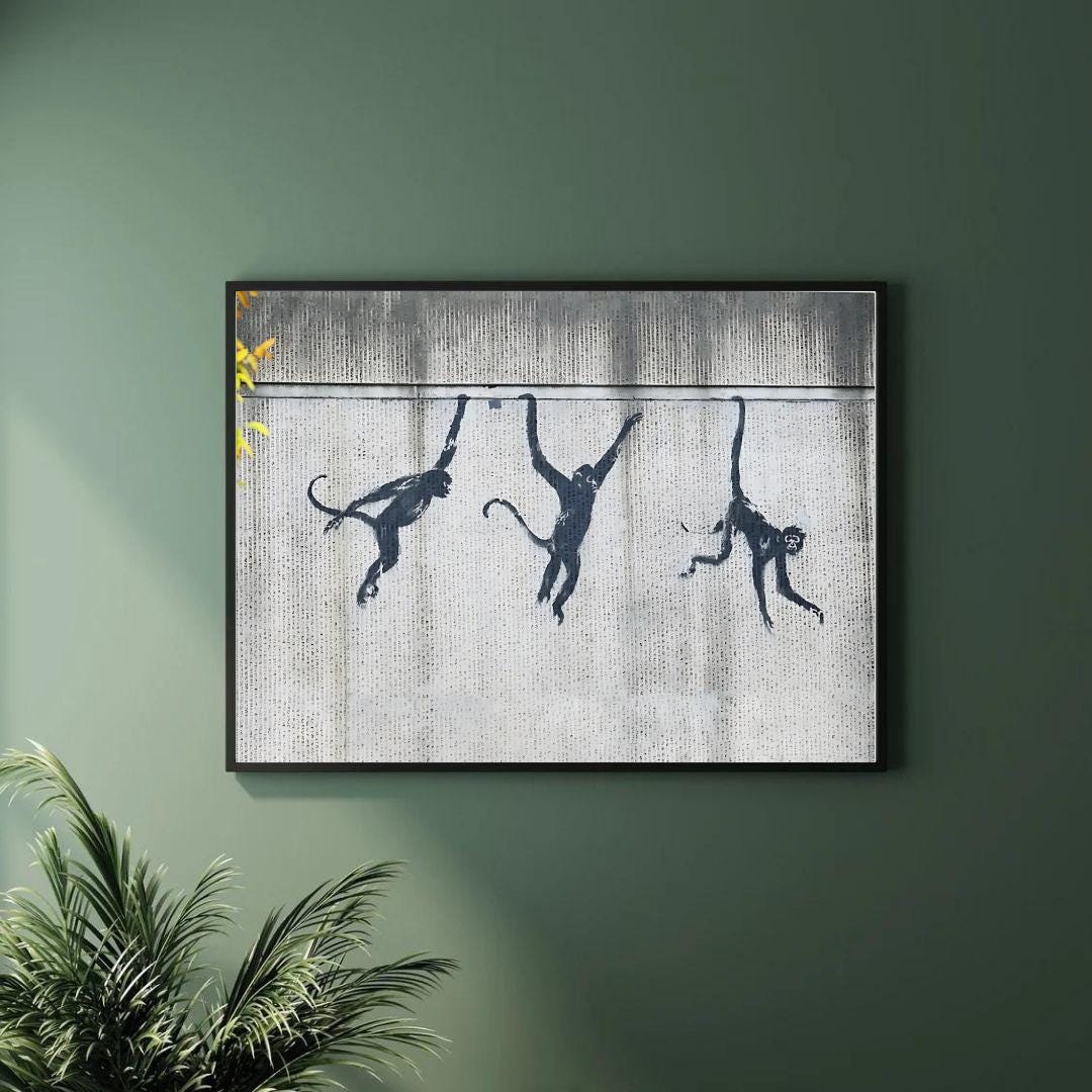 Banksy Three Monkeys Print: London Street Art, Urban Graffiti - Etsy