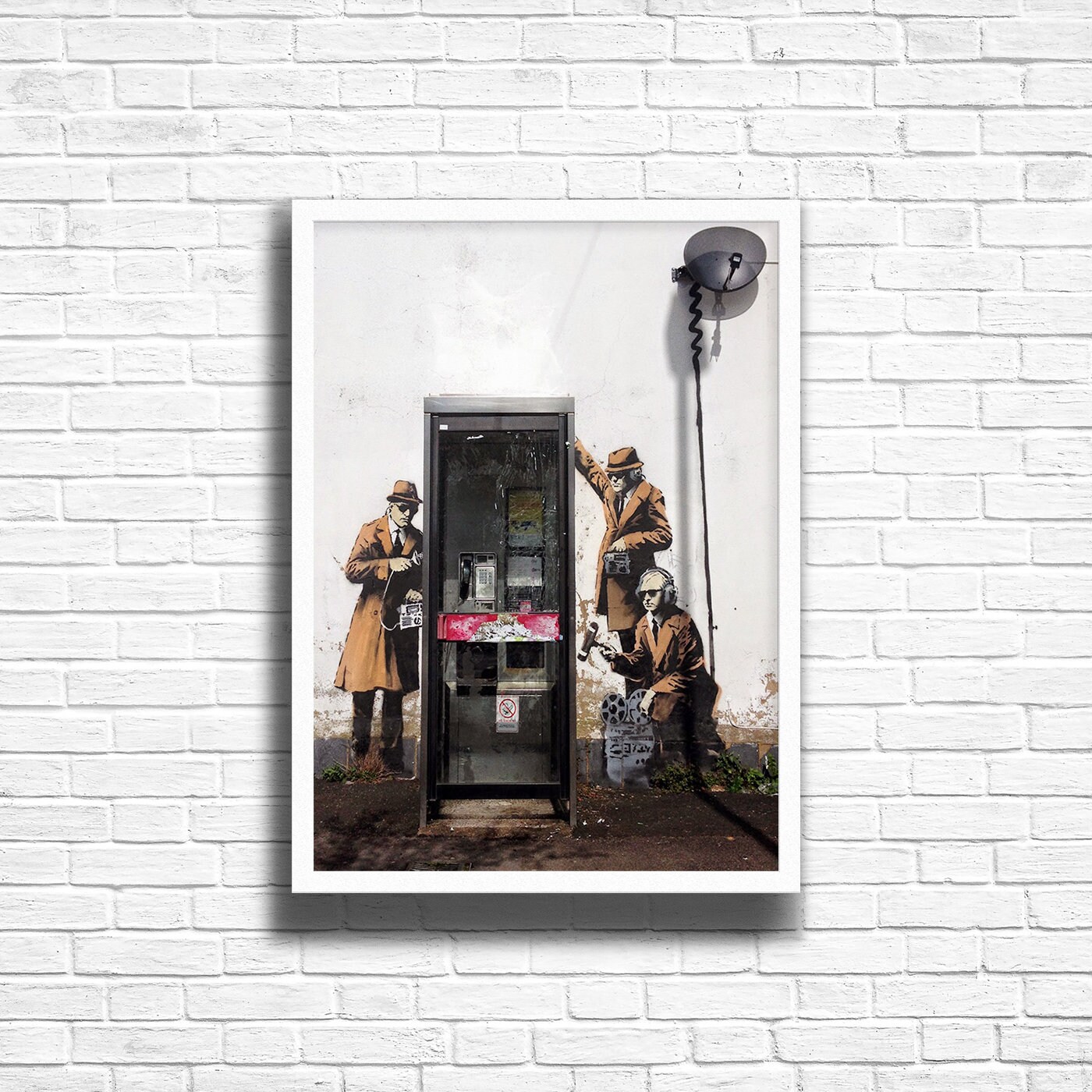 Banksy Spy Booth Telephone Box Print, Graffiti Wall Art, Urban Street ...