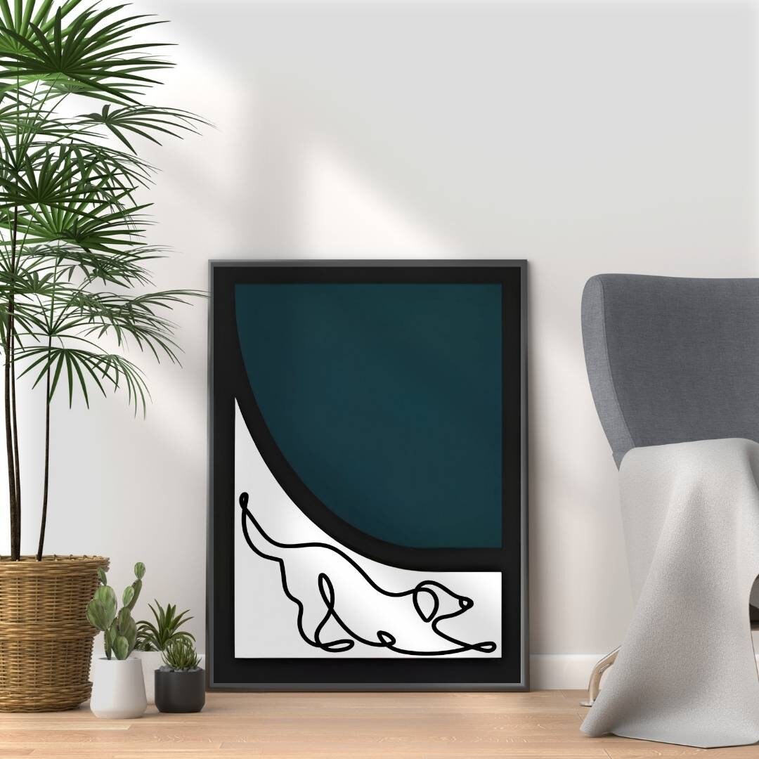 Dog Stretching Print: Abstract One Line Art, Minimalist Design - Etsy
