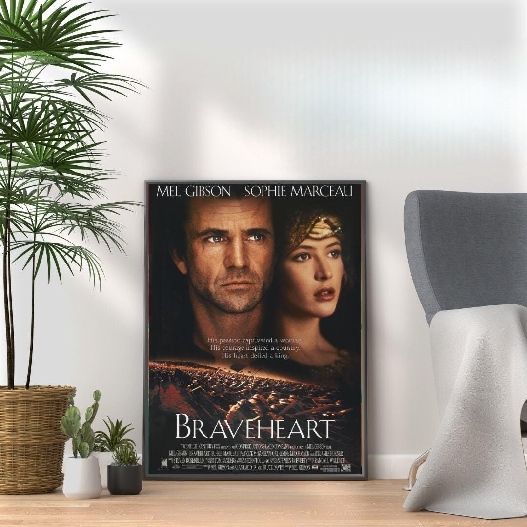 Braveheart Movie Poster: 90s Retro Film Art Print - Etsy