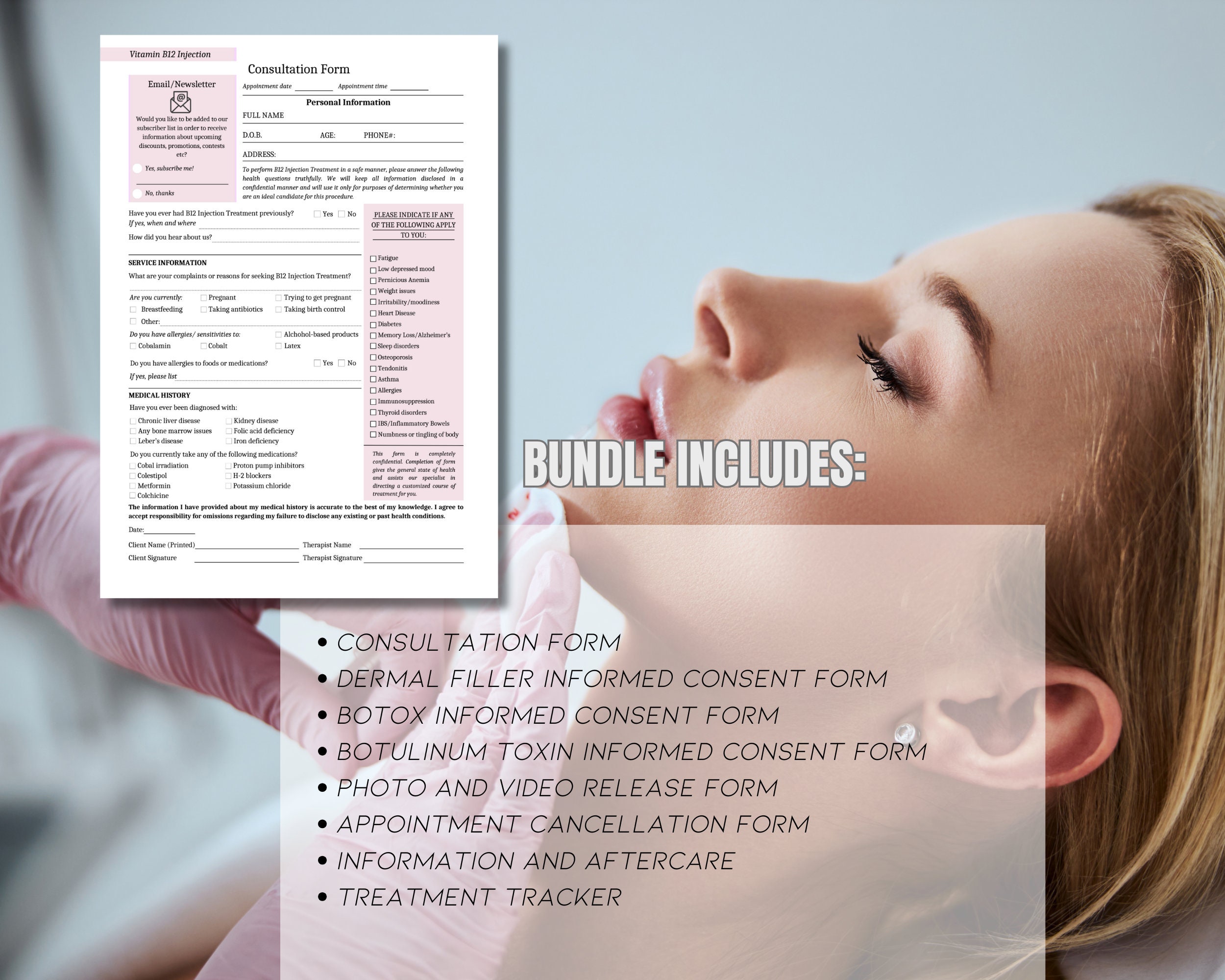 DERMAL FILLER/ BOTOX/ Neurotoxin Printable Forms, Esthetician Forms ...