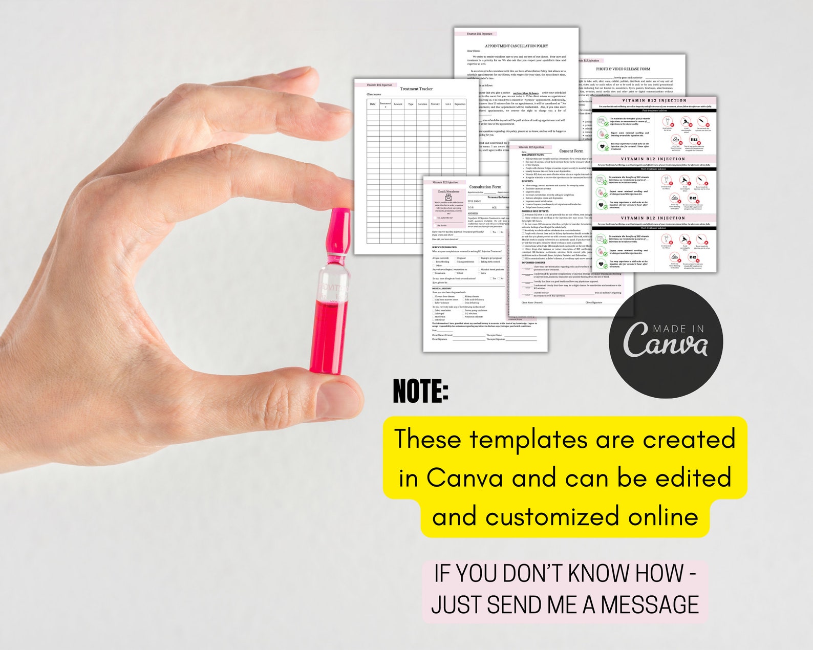 Vitamin B12 Injection Client Intake Forms, Consultation Form, Vitamin ...