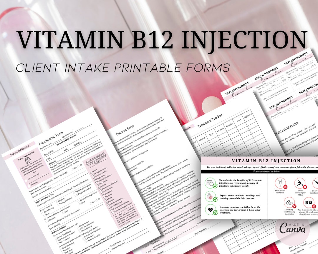 Vitamin B12 Injection Client Intake Forms, Consultation Form, Vitamin ...