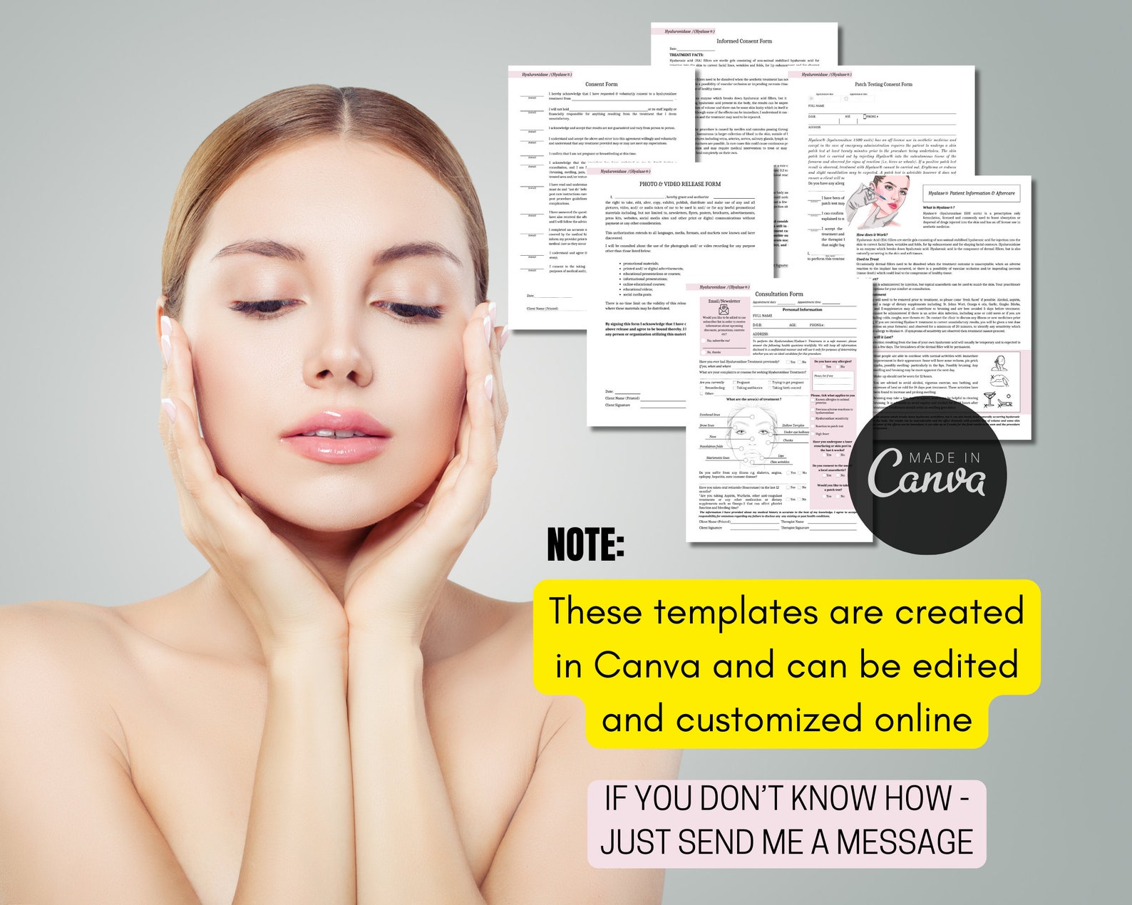 HYALURONIDASE CLIENT INTAKE Forms, Hyalase Consultation Form, Injection ...