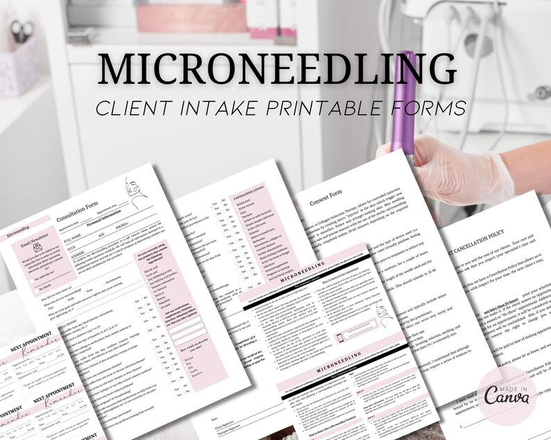 Microneedling Client Intake Forms, Beauty Salon Template, Esthetician ...