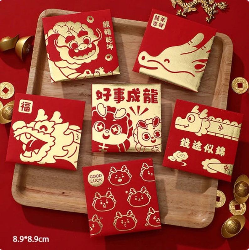 2024 Handmade Red Envelopes for Lunar New Year. 6pcs Cute Hongbao ...