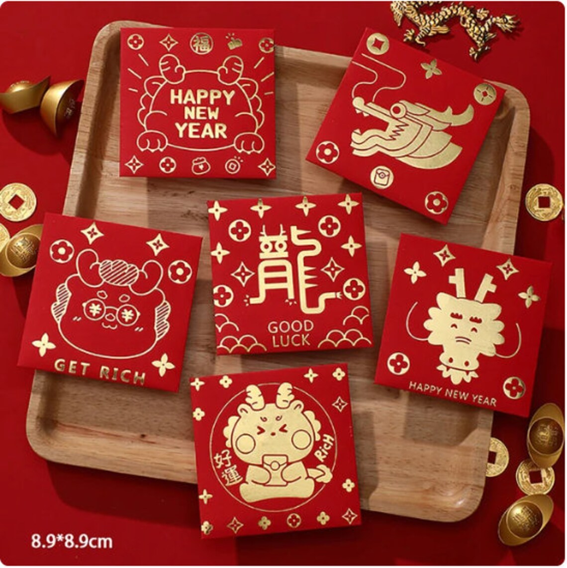 2024 Handmade Red Envelopes for Lunar New Year. 6pcs Cute Hongbao ...