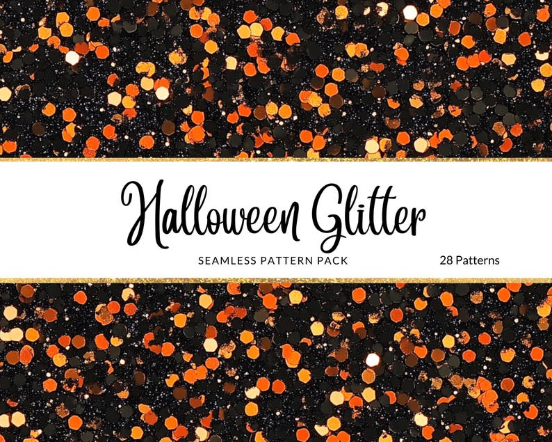 28 Halloween Glitter Digital Papers, Seamless Patterns Commercial Use ...