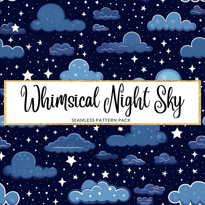 8 Whimsical Night Sky Digital Papers, Seamless Patterns, Colorful Night ...